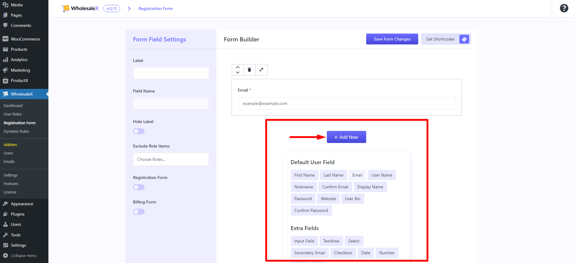 Registration Form Builder - WholesaleX