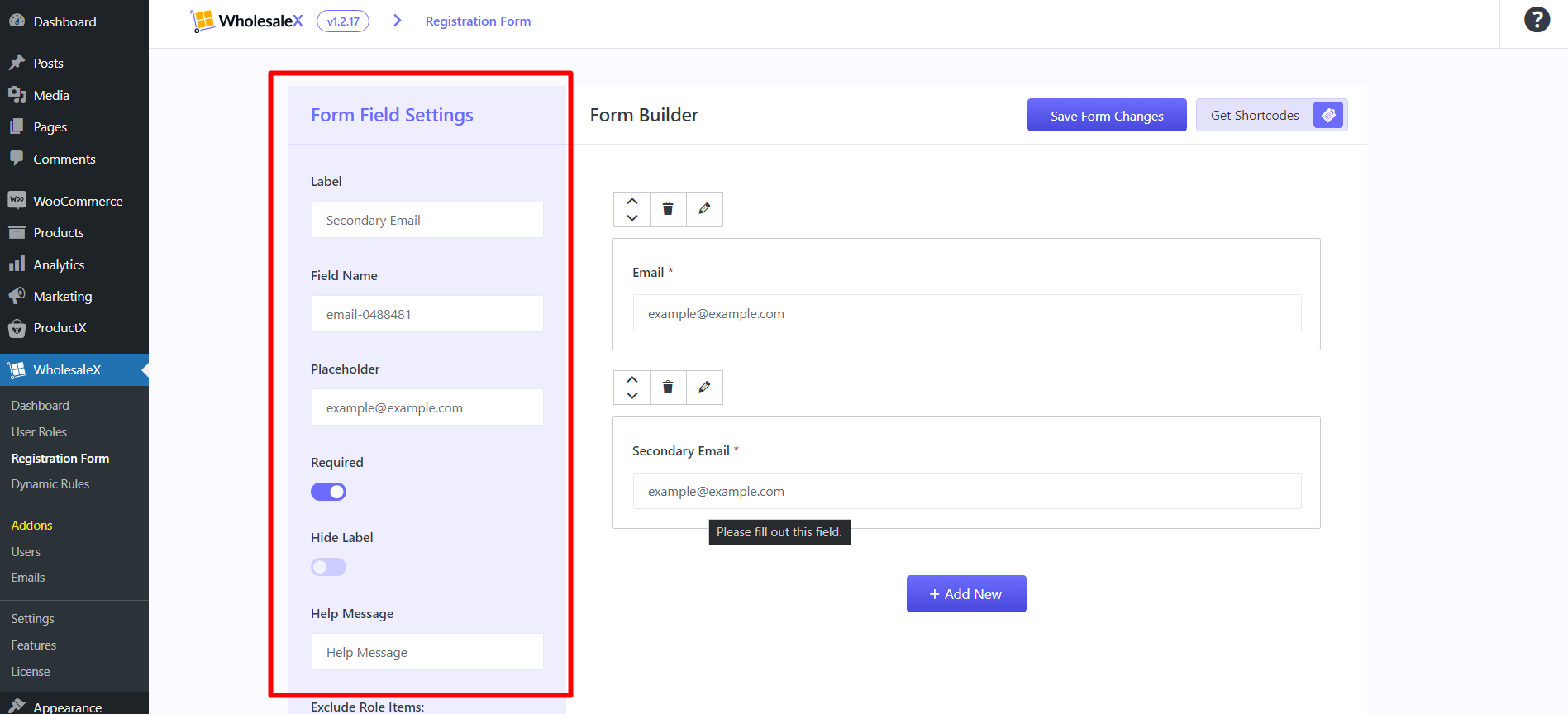 Registration Form Builder - WholesaleX