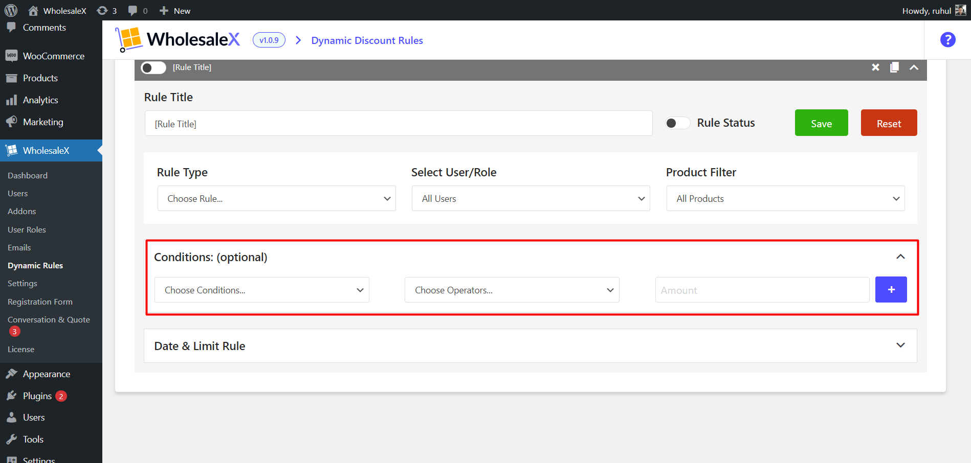 Dynamic Rules - WholesaleX