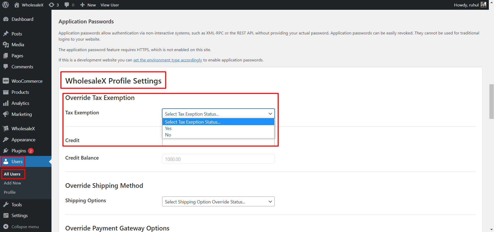 How to Override Tax Exemptions for A Specific User? - WholesaleX